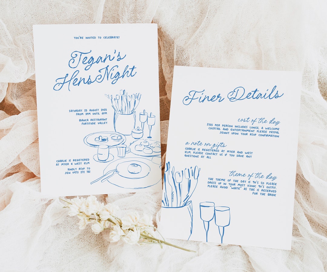 MACIE Fun Hens Party Invitation Template, Hens Weekend Invite, Drawing ...