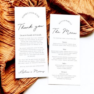DAZZLE Modern Thank You Letter Menu Template, Wedding Napkin Note ...