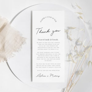 DAZZLE Modern Thank You Letter Menu Template, Wedding Napkin Note ...