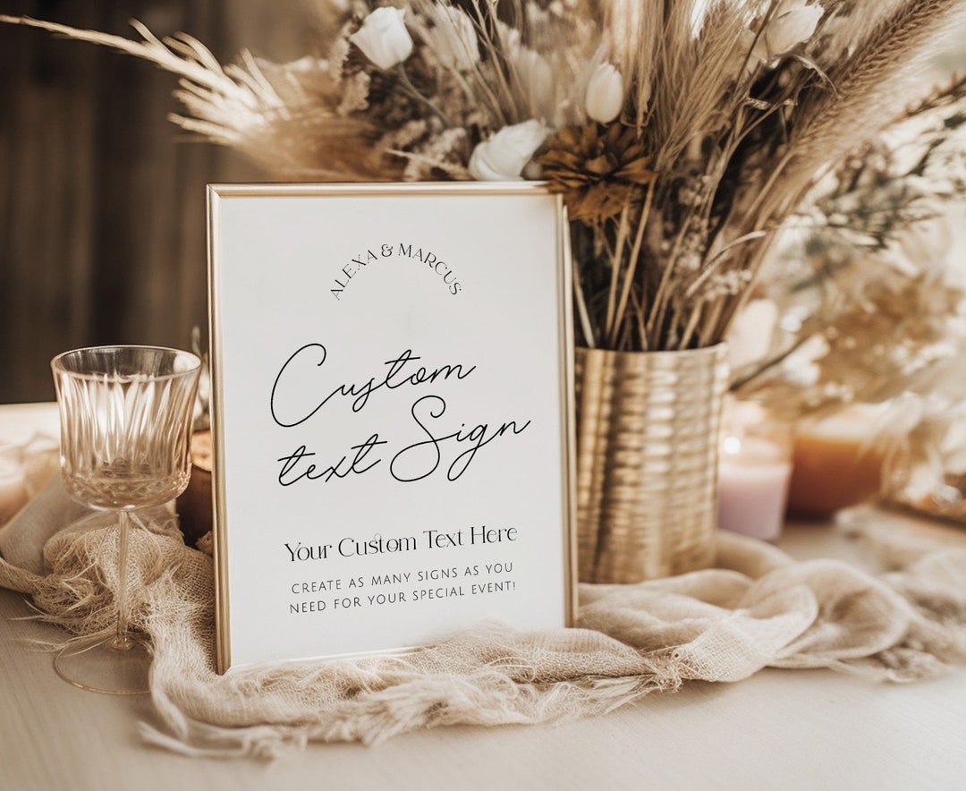 DAZZLE Minimalist Custom Sign Template, Modern Wedding Sign ...