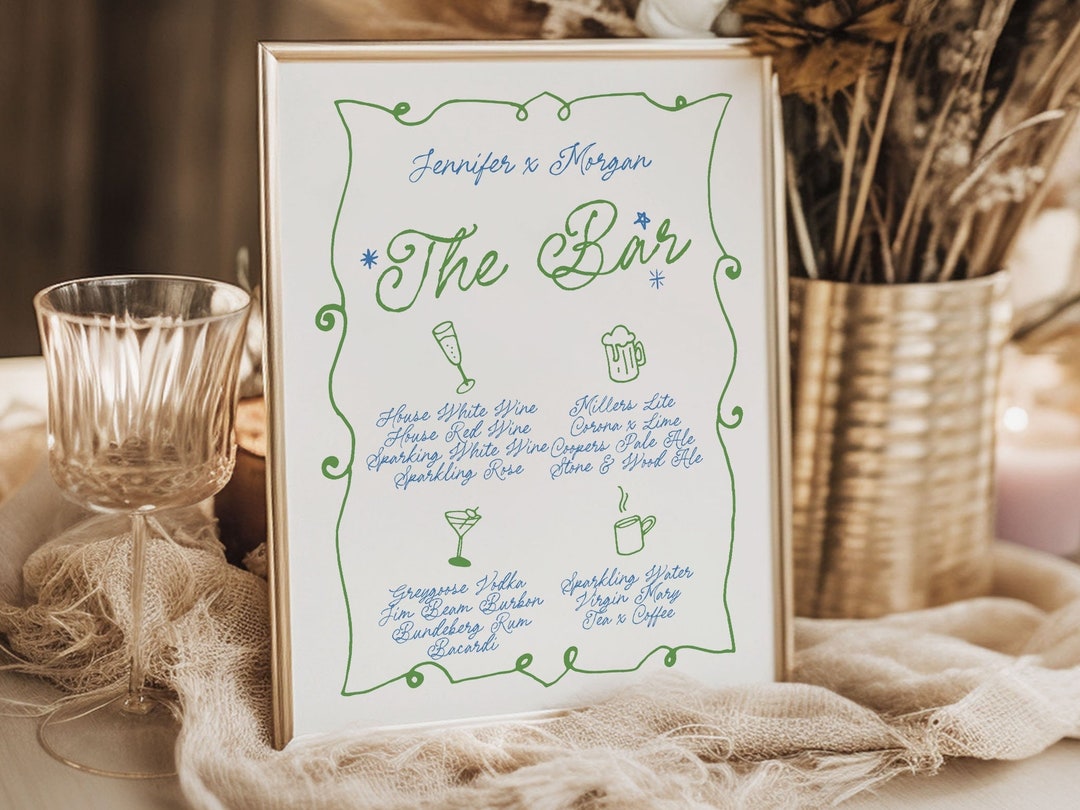 GEORGIE Whimsical Modern Editable Drink Menu Template | Wedding Bar ...
