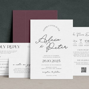 DAZZLE Wedding Invitation With QR Code, Minimal Wedding Invite Suite ...