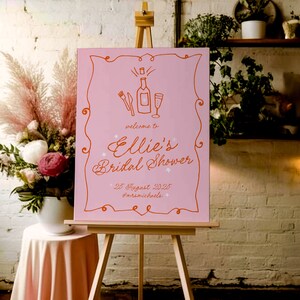 GEORGIE Modern Pink Bridal Shower Welcome Sign Template, Illustration ...