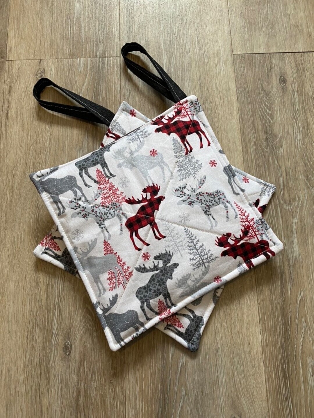 Winter Moose Pot Holders Set of Two - Etsy