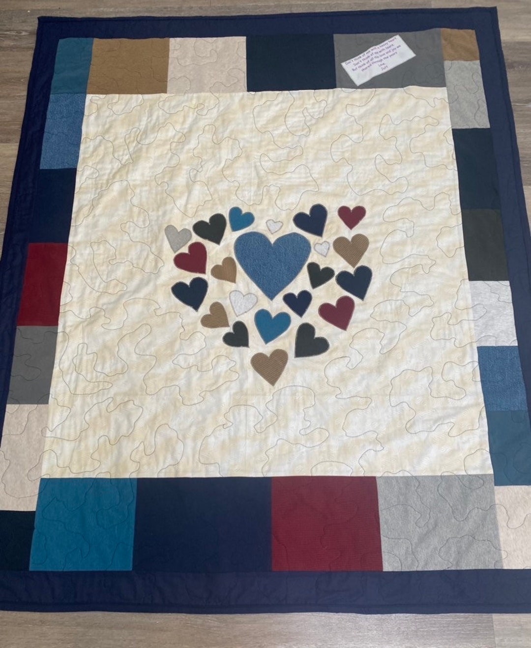 Handmade Memory Heart Quilt From Clothing - Etsy