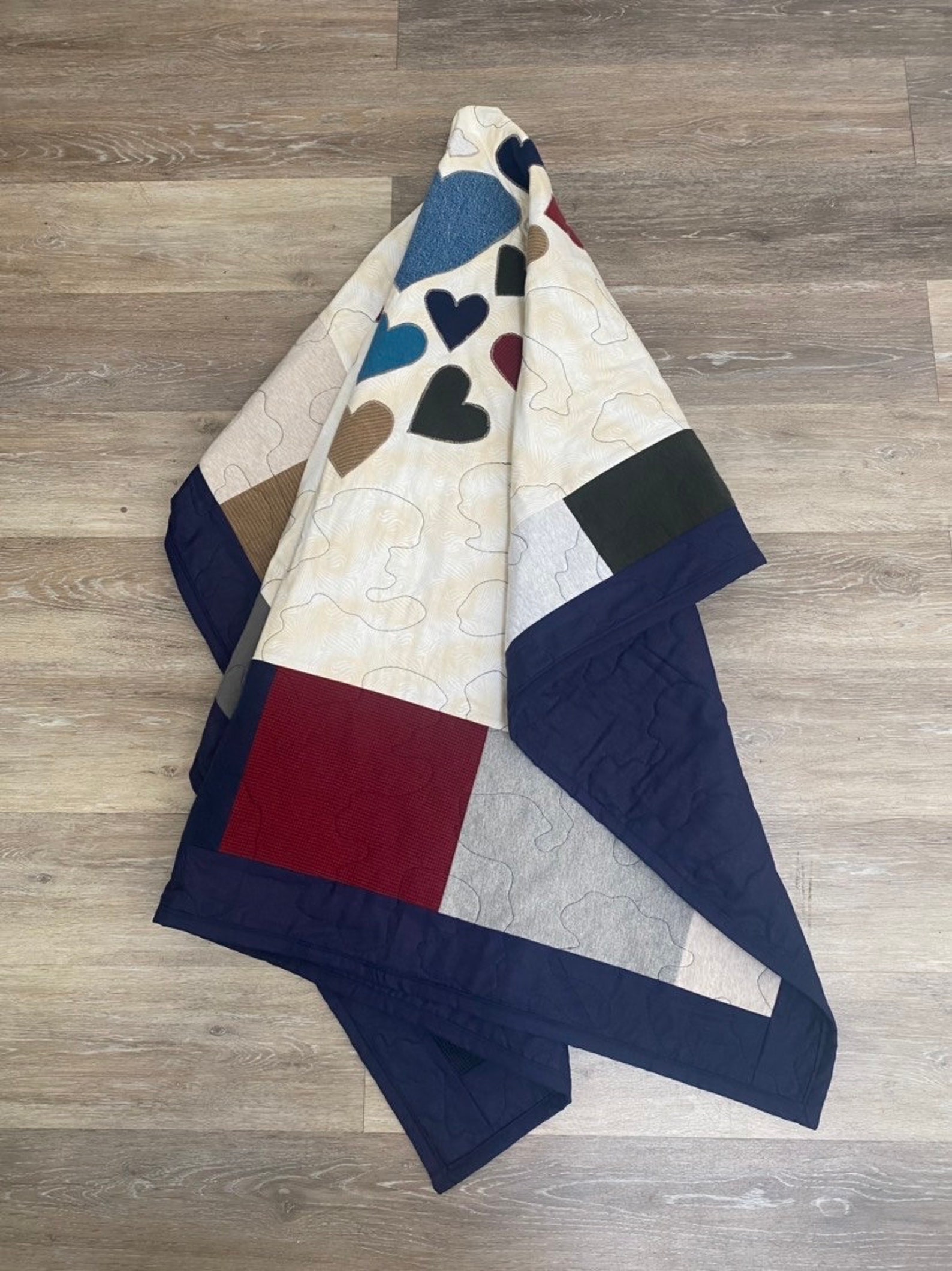 Handmade Memory Heart Quilt From Clothing - Etsy