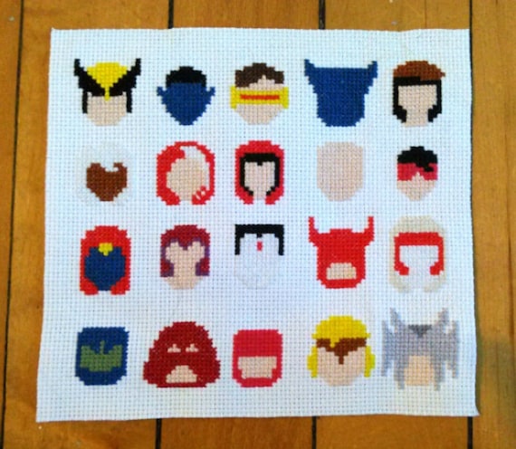 Marvel X-men Heroes & Villains Minimal 8 Bit Heads | Etsy