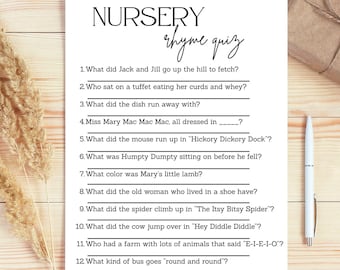 Nursery Rhyme Quiz, INSTANT DOWNLOAD, Guess Song Greenery Storybook Hey ...