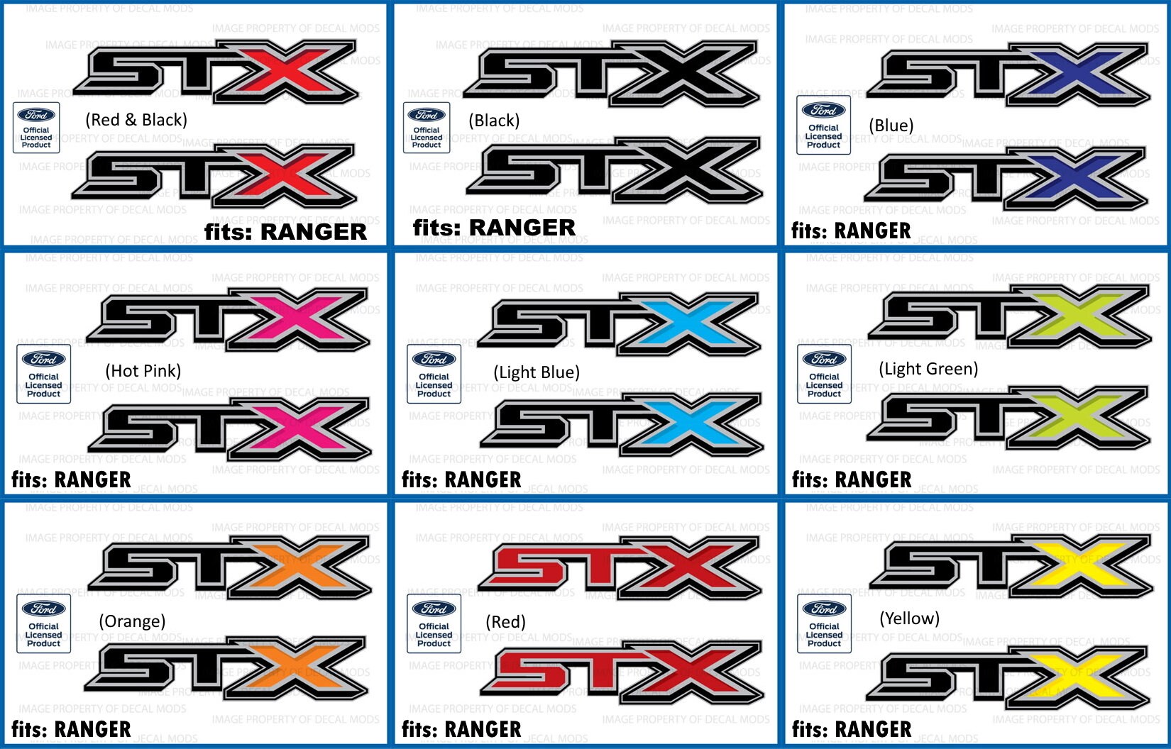 Ford RANGER STX Decals Stickers (2019-2020) Set of 2 Officially ...
