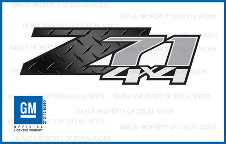 Chevy Silverado & GMC Sierra Z71 4x4 Decal Stickers Diamond Plate Black ...