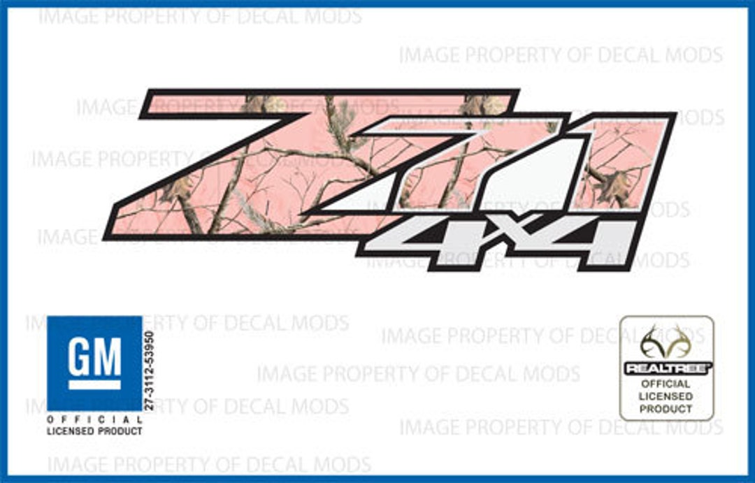 Chevy Silverado & GMC Sierra Z71 4x4 Decal Stickers Realtree - APC Pink ...
