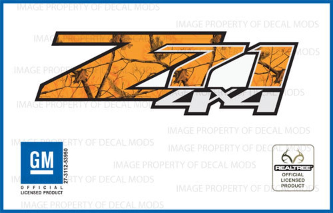 Chevy Silverado & GMC Sierra Z71 4x4 Decal Stickers Realtree - APB ...