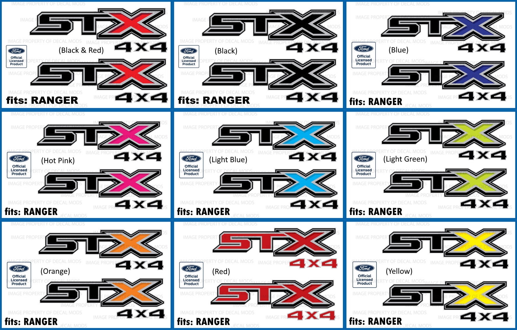 Ford RANGER STX 4X4 Decals Stickers 2019-2020 Set of 2 - Etsy.de