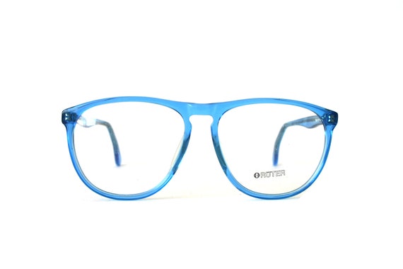 Perfect Blue 80's Eyeglasses Large Round Frame German… - Gem