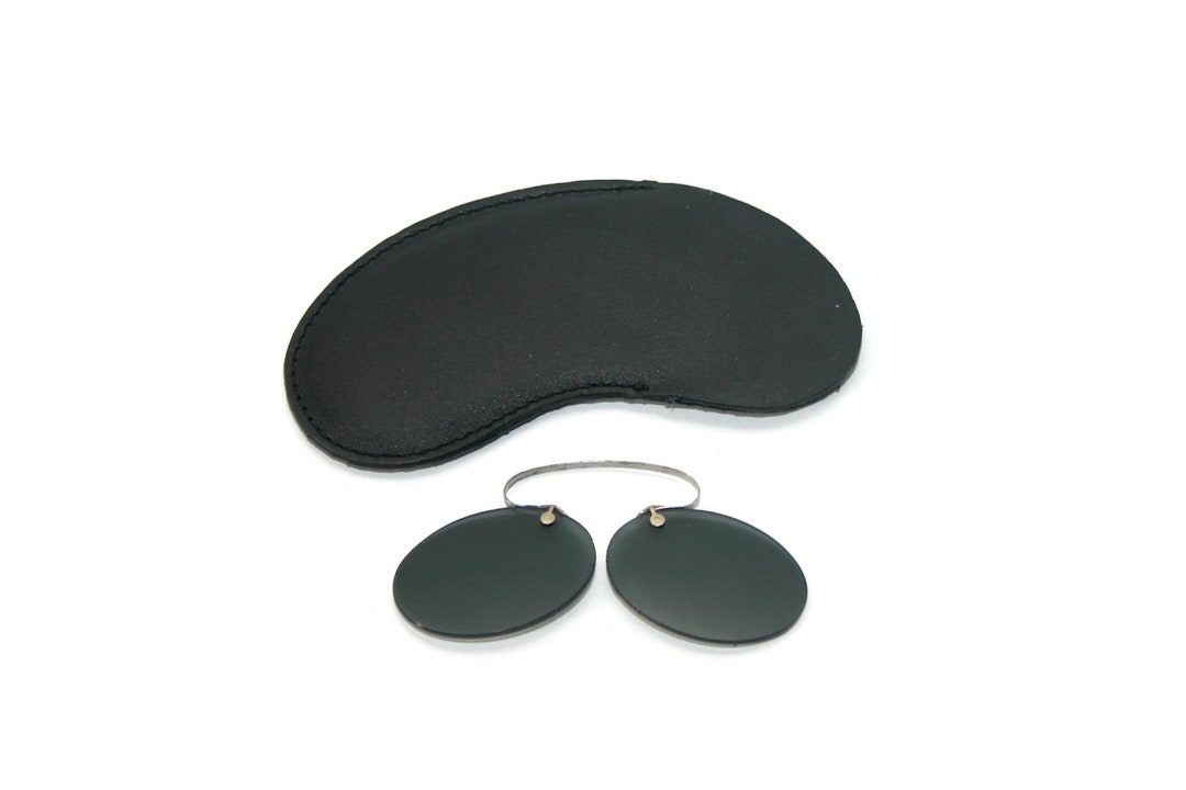 Antique Nose Pinch Pincher Grey Sunglasses Pince Nez Eyeglasses Glasses ...