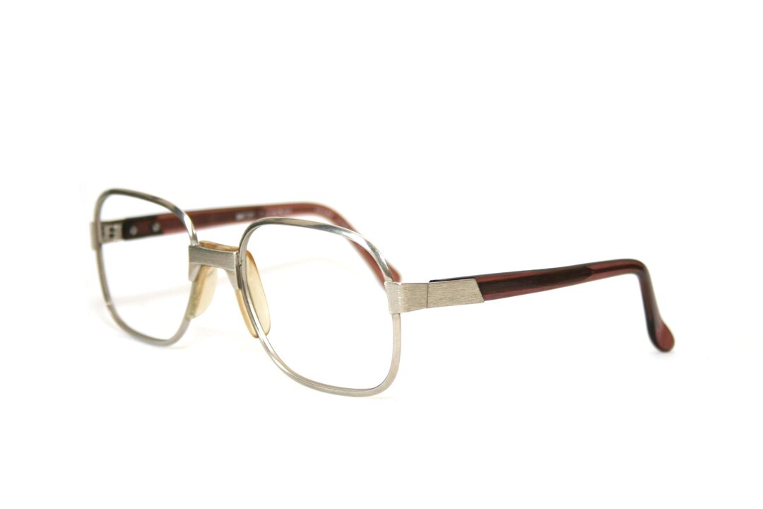 Chunky Eyeglasses Frame Vintage 1970's Silver Brown Raybert Consul ...