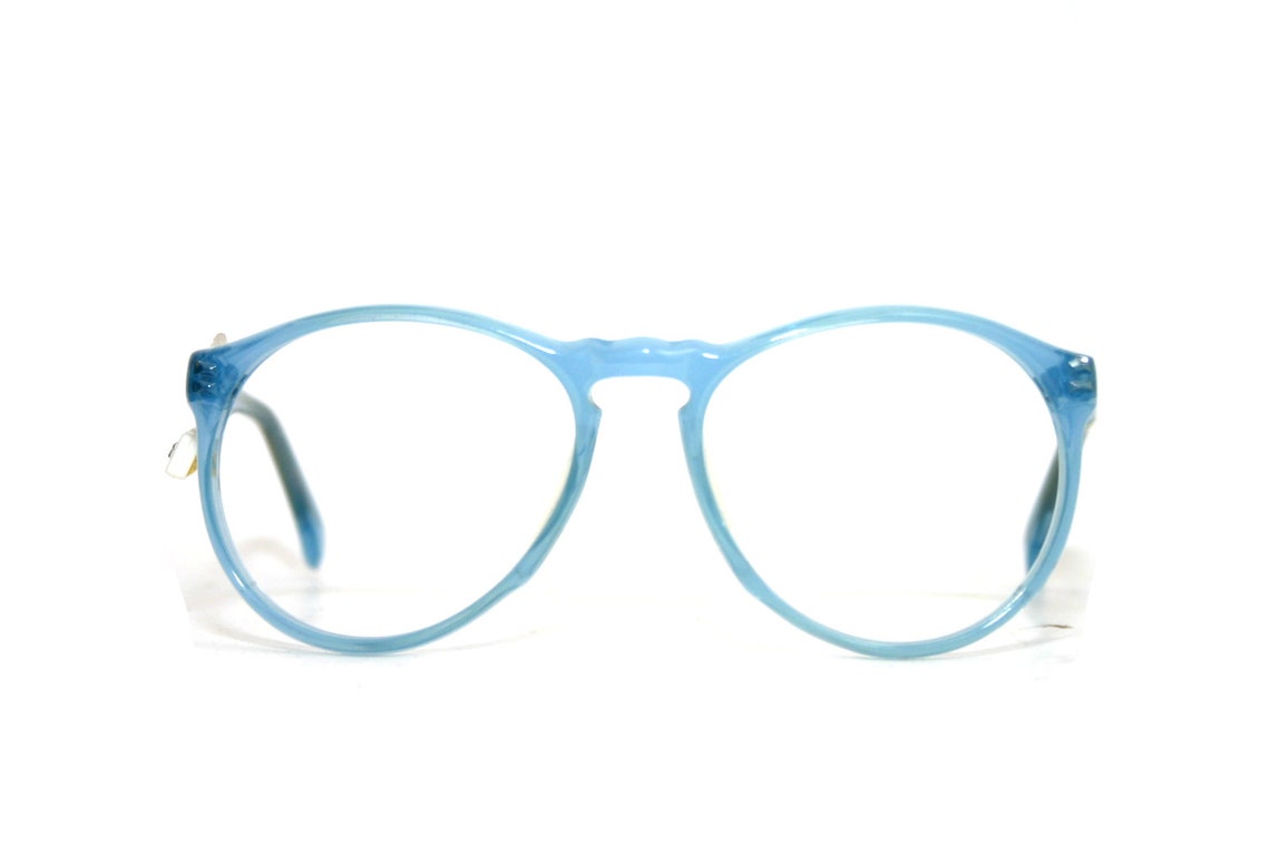 Translucent Baby Blue Eyeglasses Frame 80's Round Eye Glasses Germany ...
