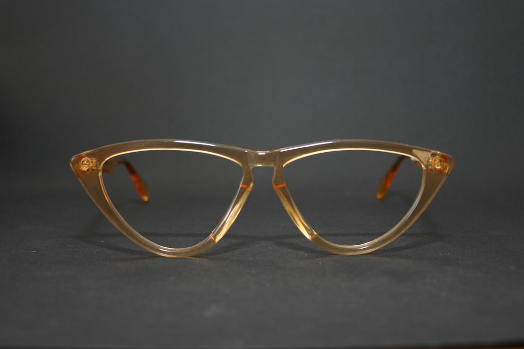 Eyeglasses Frame 80's Oval Egg Triangle Orange Amber Translucent Women ...