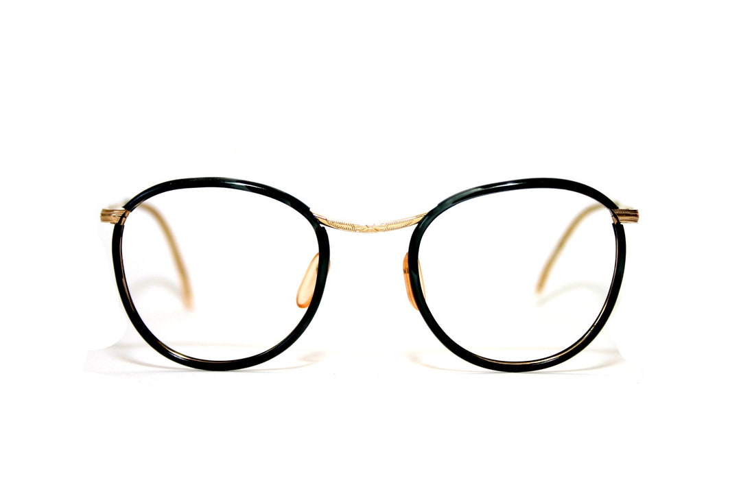 French Small 1940's 1950's Eyeglasses Frame Gold Filled Etched Panto ...