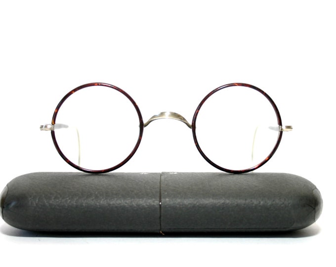 Antique Eyeglasses Nickel Tortoise Shell 1920's 1930's Round Eye ...
