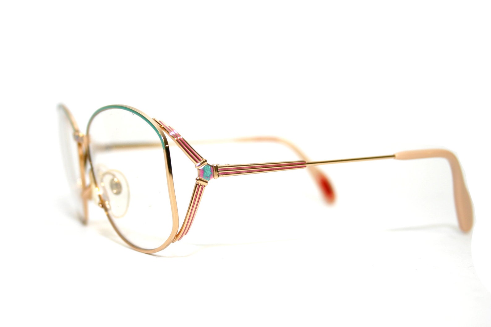 Eyeglasses 1980's Vintage Turquoise Pink Gold Oversized Eye Glasses ...