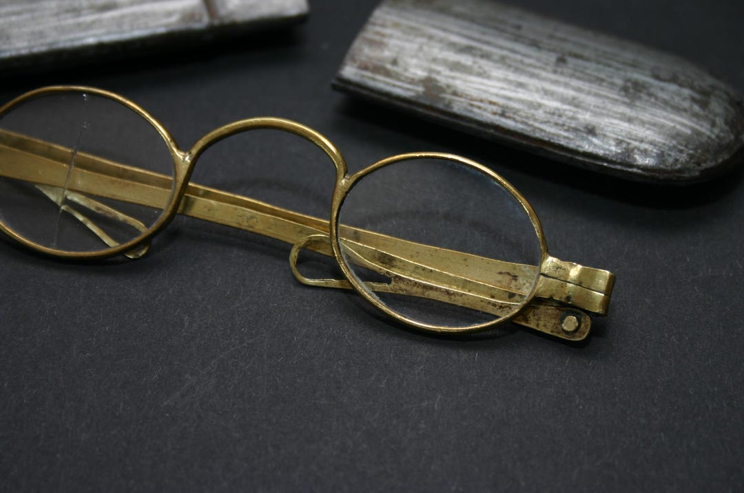 1800's Antique Eyeglasses Brass Oval Spectacles Frame Reenactment Metal ...