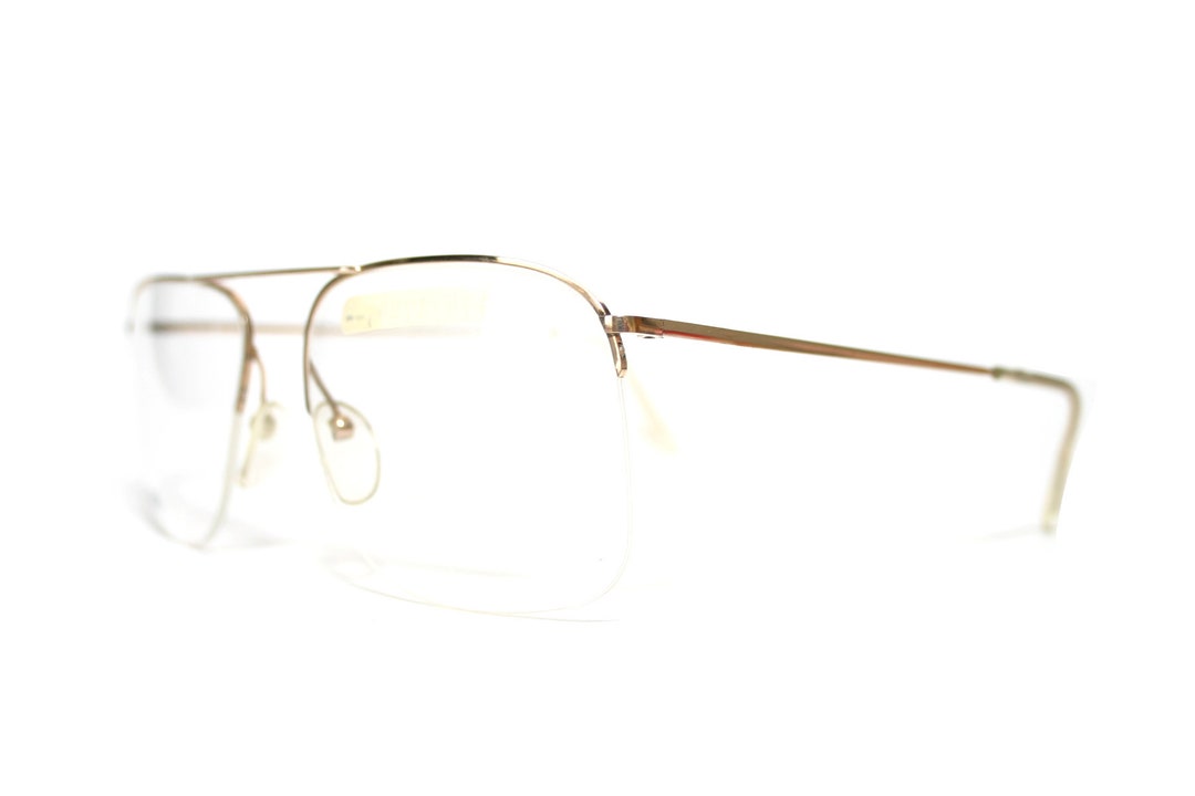 Logo Paris Eyeglasses Rimless Aviator Frame Gold Plated Elegant Light ...