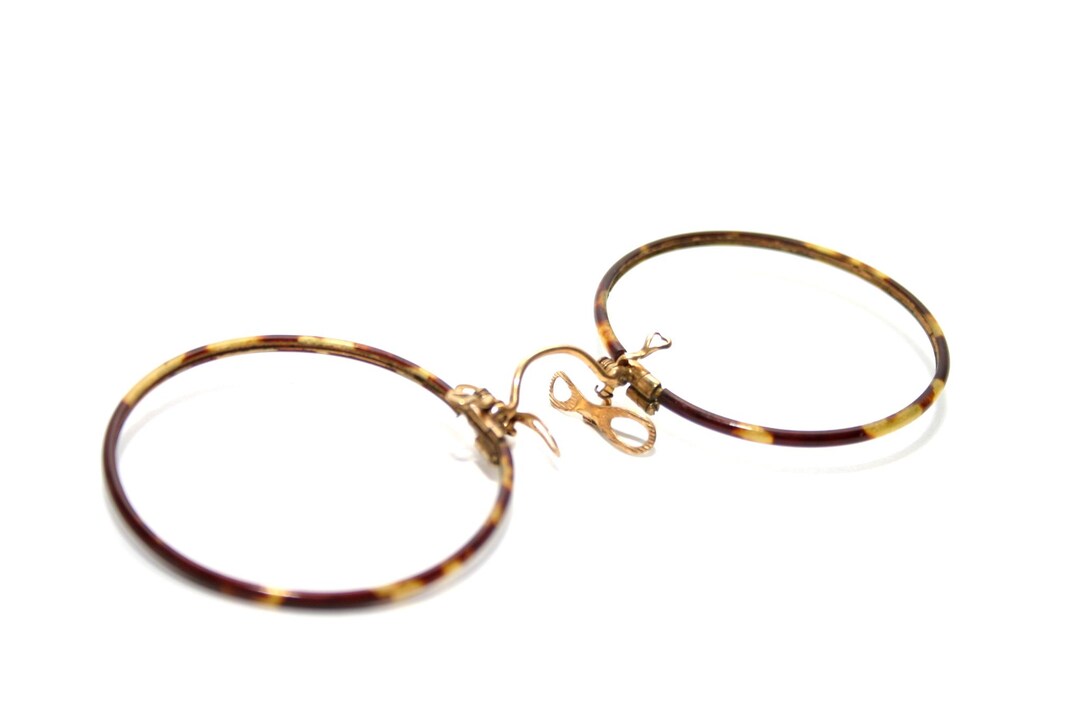 Antique Pince Nez Eyeglasses Gold Filled Pick Reading Power 1 2 3 4 5 ...
