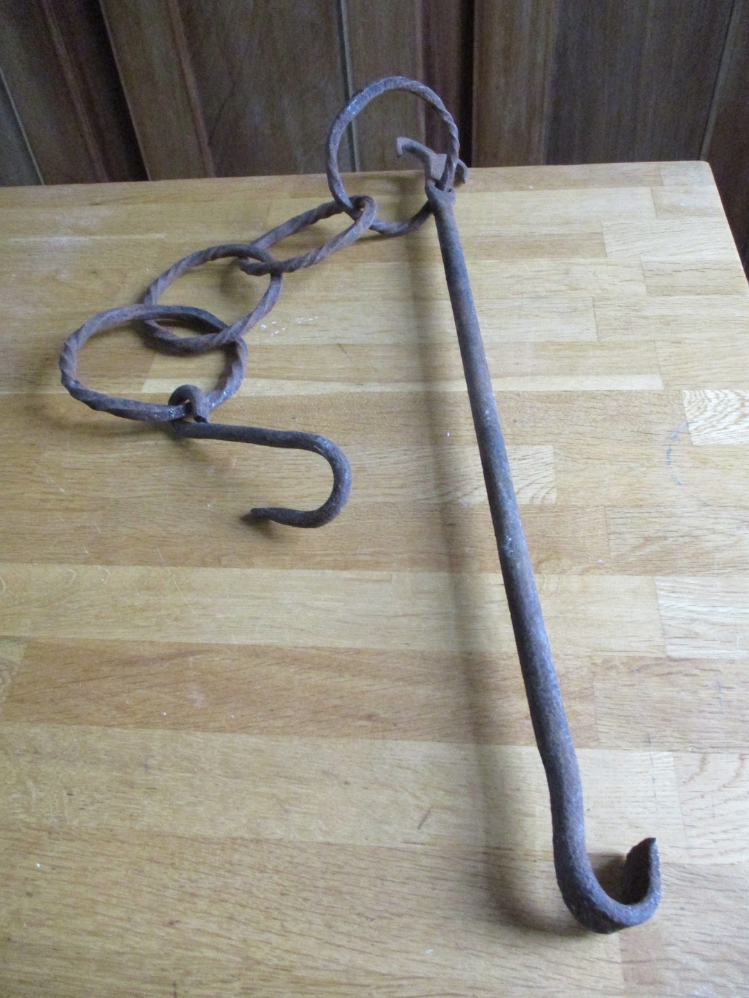 Crémaillère ancienne en fer forgé/chaîne crochet de cheminée - Etsy France