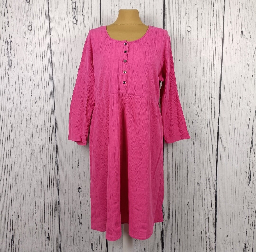 Gudrun Sjöden Women Pink Cotton Button Dress Size L - Etsy