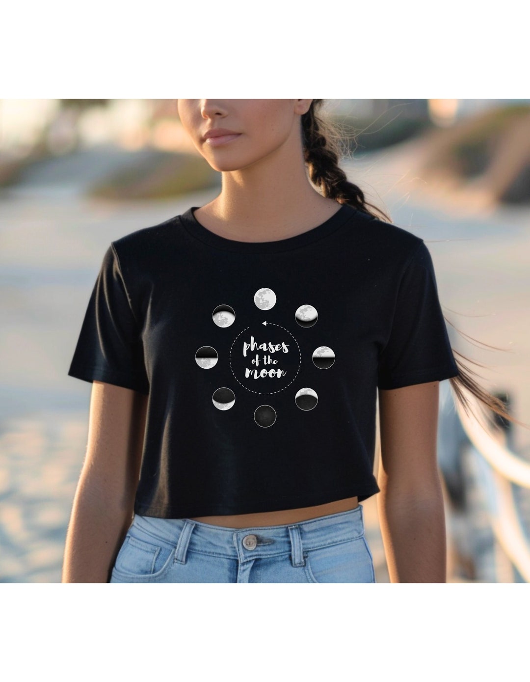 Womens Phases of the Moon Crop Top, Moon Phases Shirt, Science T-shirt ...