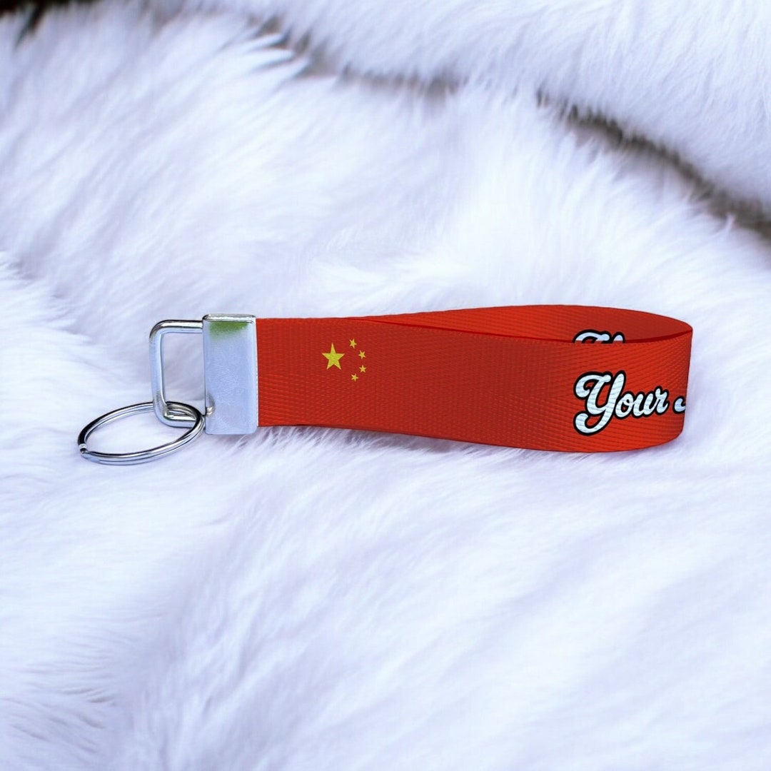 China Flag Keychain: Personalizable Nylon Wristlet Key Fob - Etsy