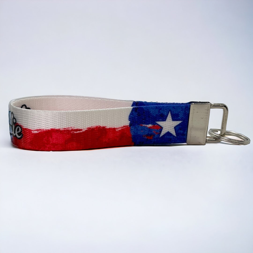 Personalized Texas Flag Keychain: Handmade Nylon Wristlet Key Fob - Etsy