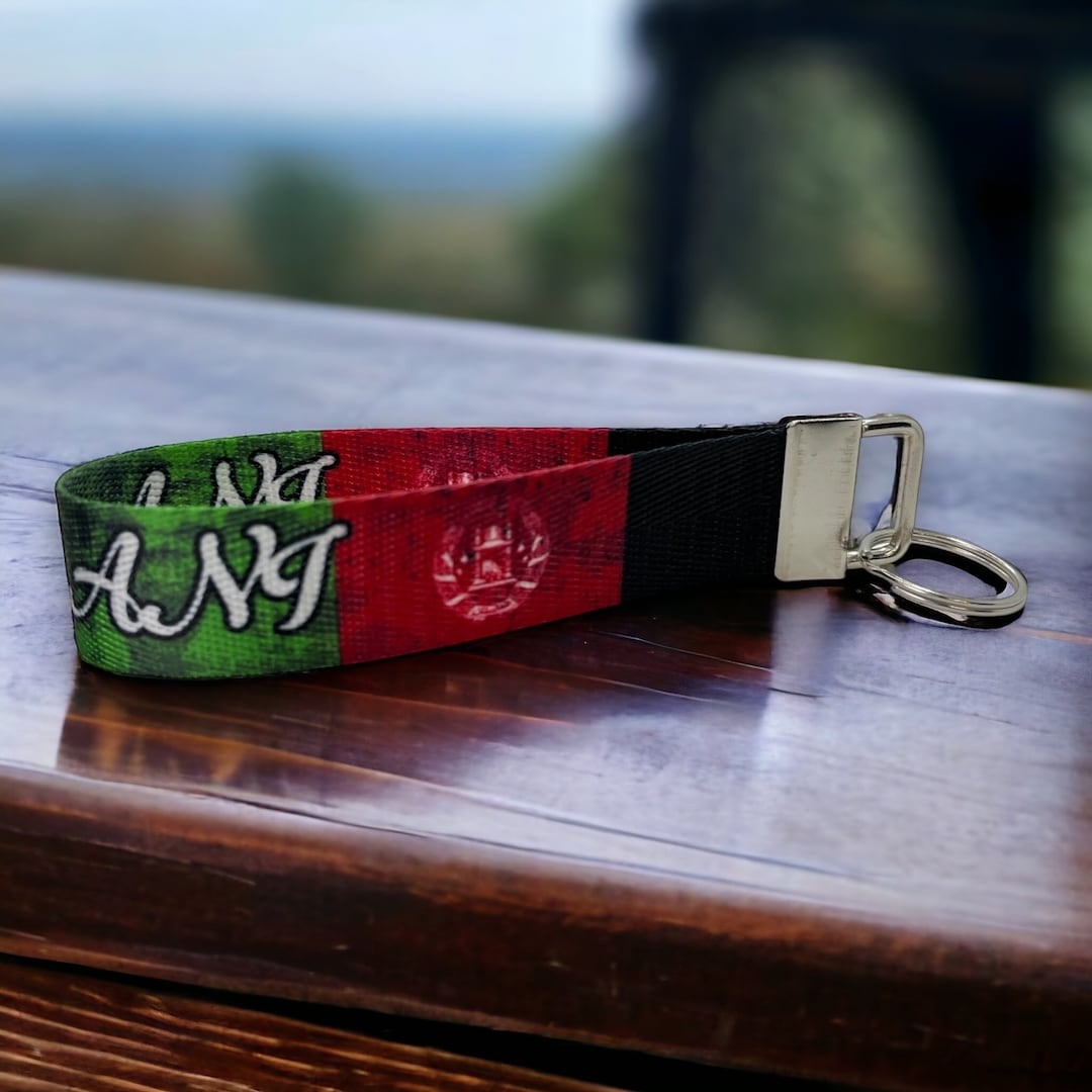 Personalized Afghanistan Flag Keychain, Artistic Design Nylon Key Fob ...