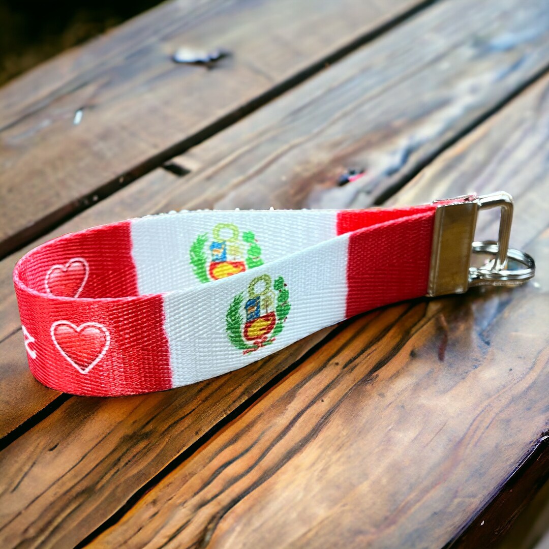 Personalized Peru Flag Keychain, Artistic Custom Name Nylon Key Fob ...