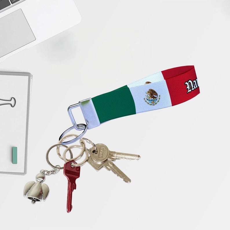 Personalized Mexican Flag Keychain Wristlet: Custom Nylon Key Fob - Etsy