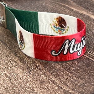 Personalized Mexican Flag Nylon Key Fob Custom Wristlet Keychain - Etsy