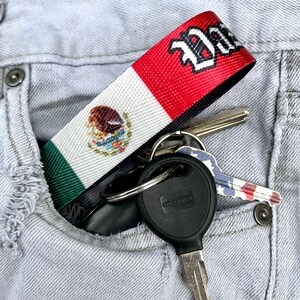 Updated Mexican Flag Personalized Name Nylon Key Fob - Custom Wristlet ...