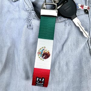 Updated Mexican Flag Personalized Name Nylon Key Fob - Custom Wristlet ...
