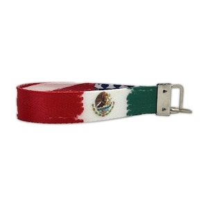 Personalized Mexican American Flag Personalized Name Nylon Key Fob ...