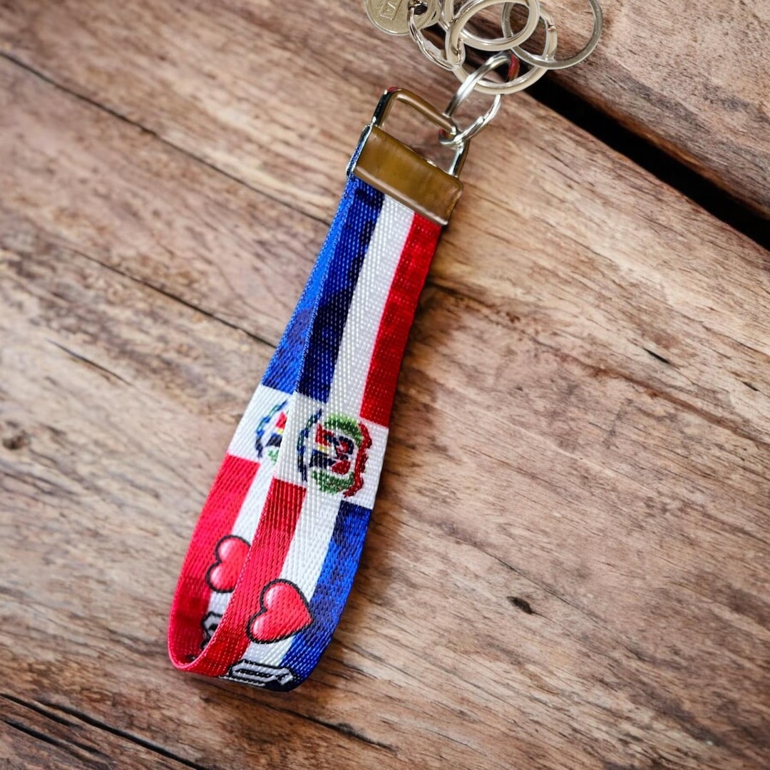 Artistic Dominican Flag Personalized Name Nylon Key Fob - Custom ...