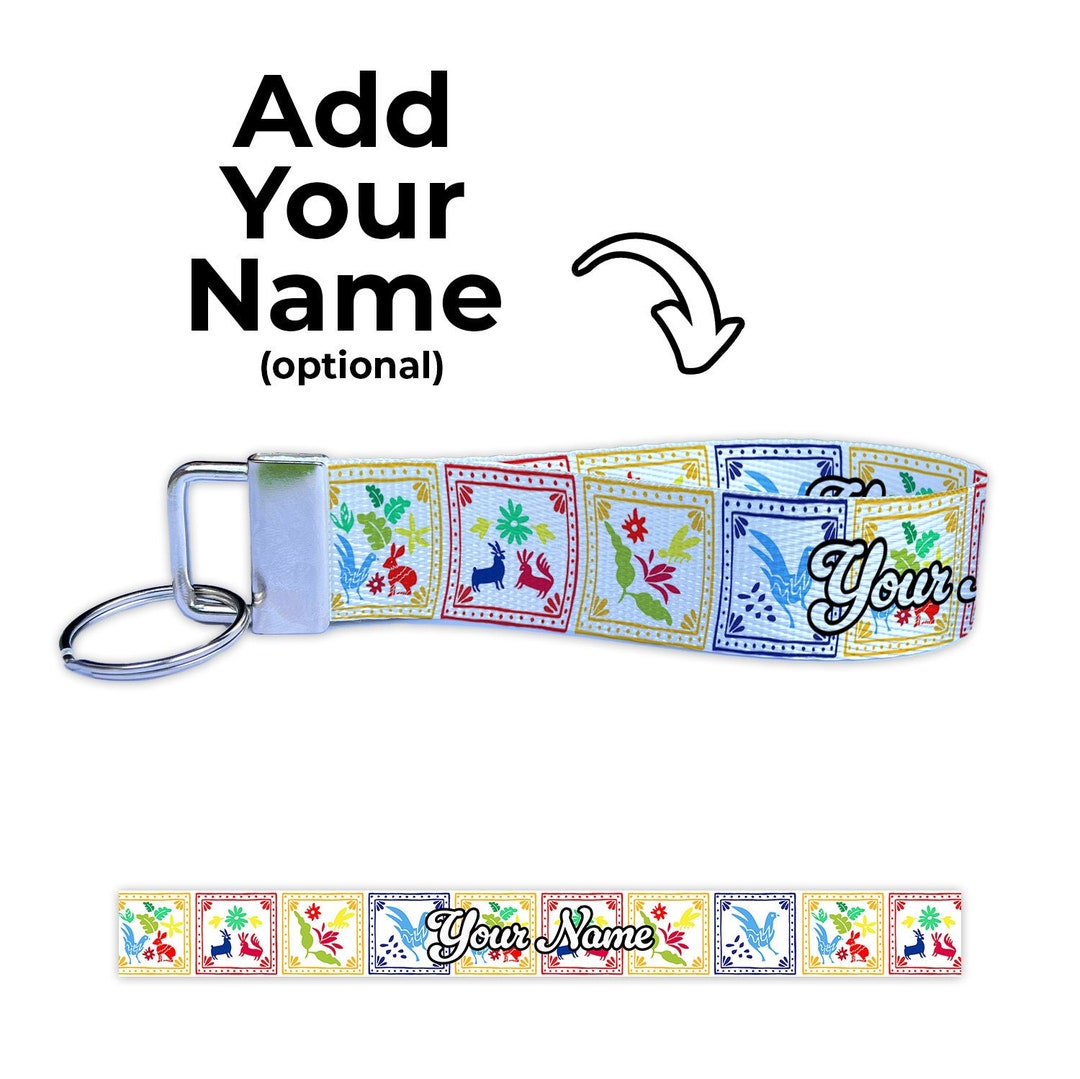 Hispanic Style Tile Art Personalizable Name Nylon Key Fob Custom ...