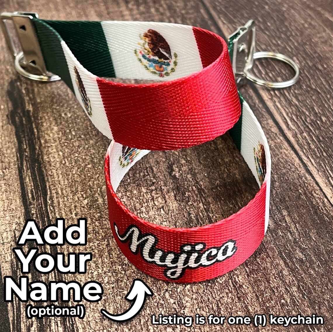 Personalized Mexican Flag Keychain Wristlet: Custom Nylon Key Fob - Etsy