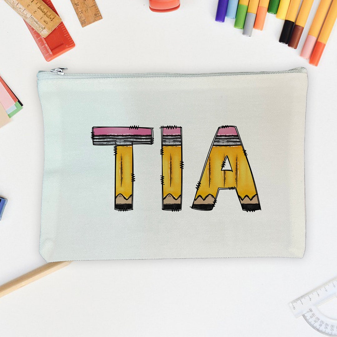 Personalized Pencil Pouch Doodle Letter Design Add Your Name Stationary ...