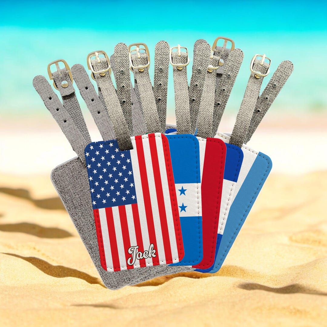 Personalized World Flag Luggage Tag: Custom Travel Accessory - Etsy