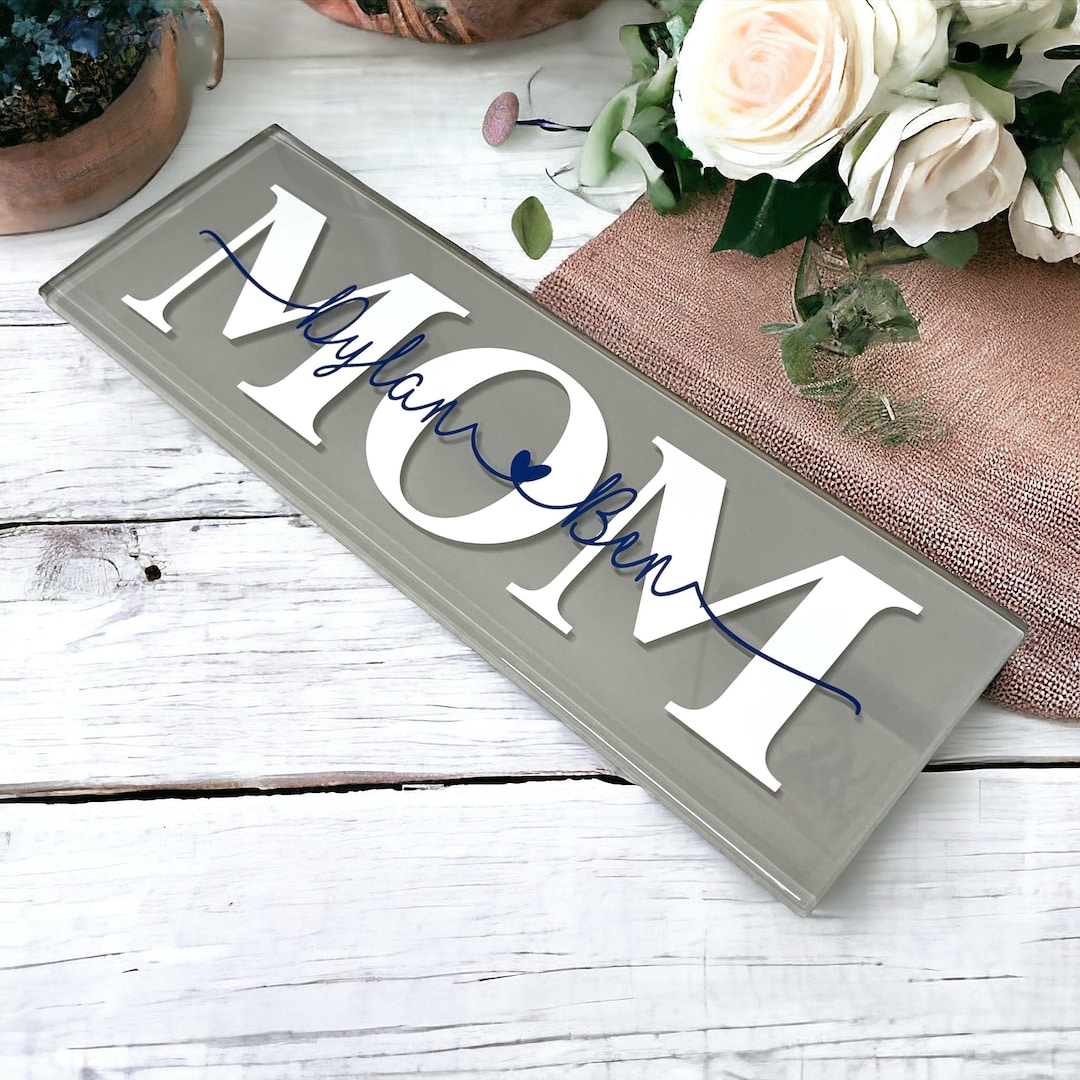 Personalized Mom Glass Tile With Names, Gift for Mom for Mother's Day ...