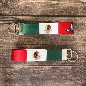 Personalized Mexican Flag Nylon Key Fob Custom Wristlet Keychain - Etsy