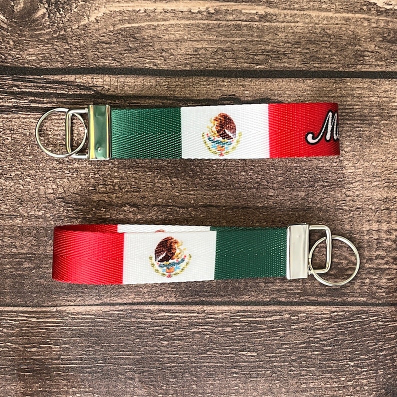 Personalized Mexican Flag Keychain Wristlet: Custom Nylon Key Fob - Etsy