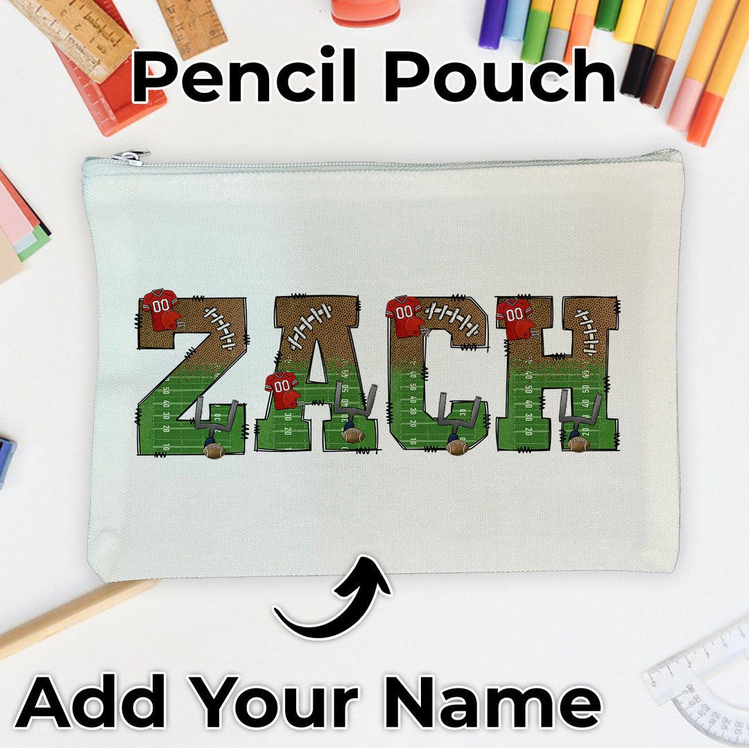 Personalized Football Field Letters Text Add Your Name Zipper Pencil ...