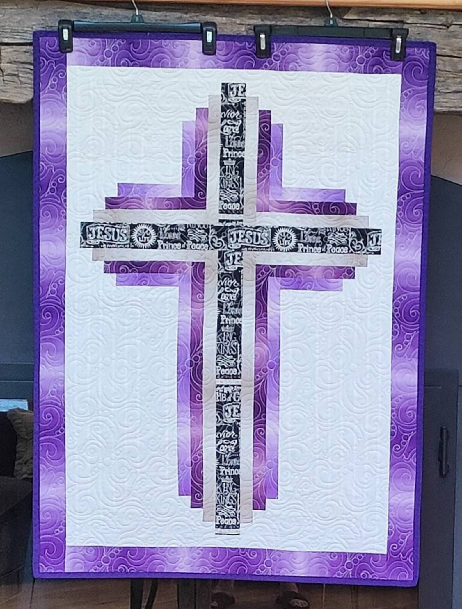 Log Cabin Block Cross 31 X 42 Wall, Lap, or Table Quilt, Featuring ...